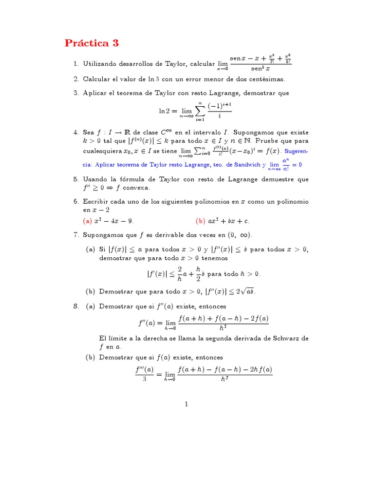 Prac3 Formula de Taylor 2 PDF | PDF | Enseñanza de matemática | Análisis matemático