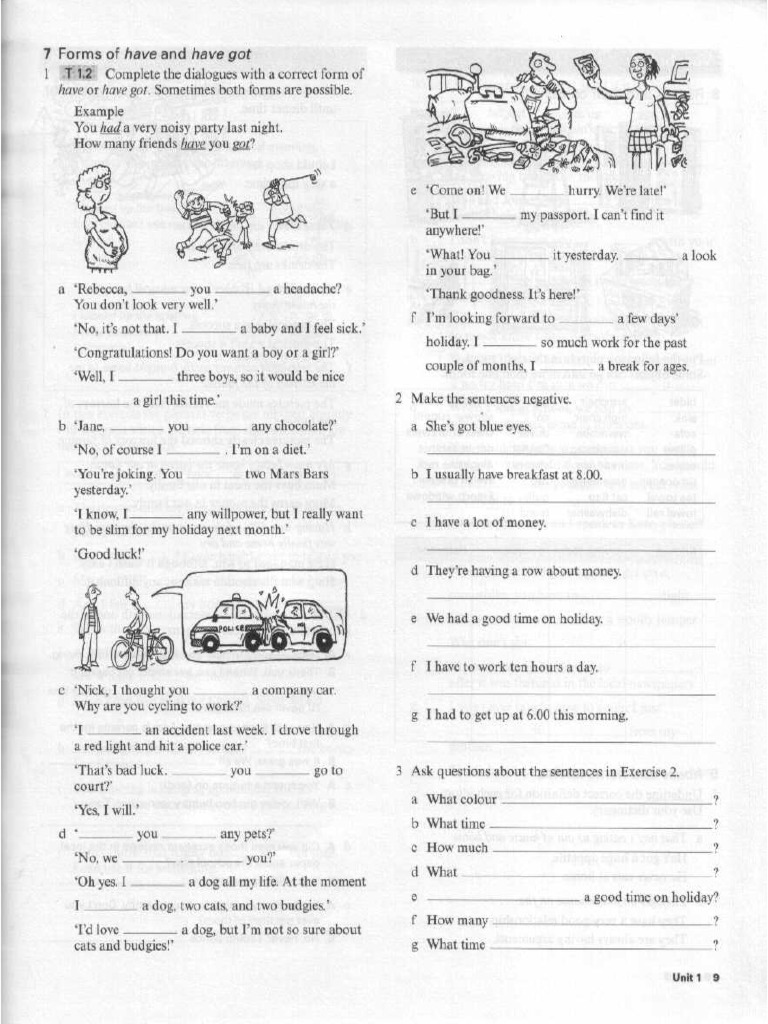 Grammar Exercises. Unit 1. Part 2 | PDF