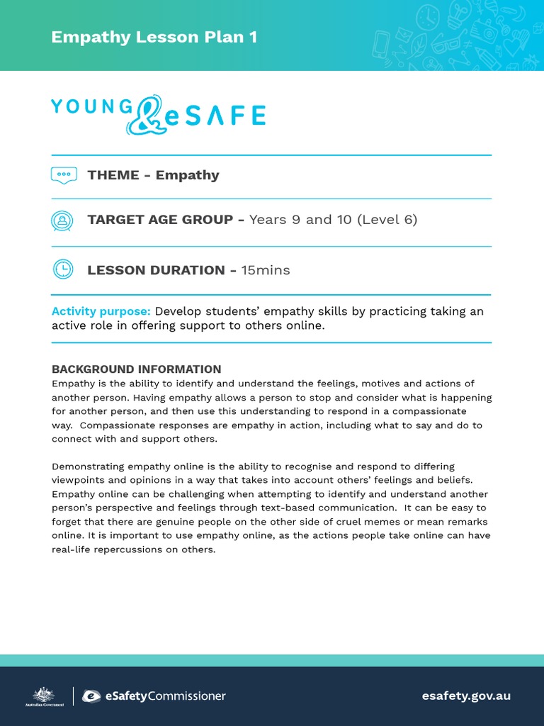 Young and Esafe Empathy Esafety Videol Lesson Plan 1 | PDF | Sympathy | Empathy
