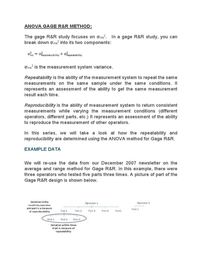 ANOVA Gage R & R | PDF | Variance | Analysis Of Variance