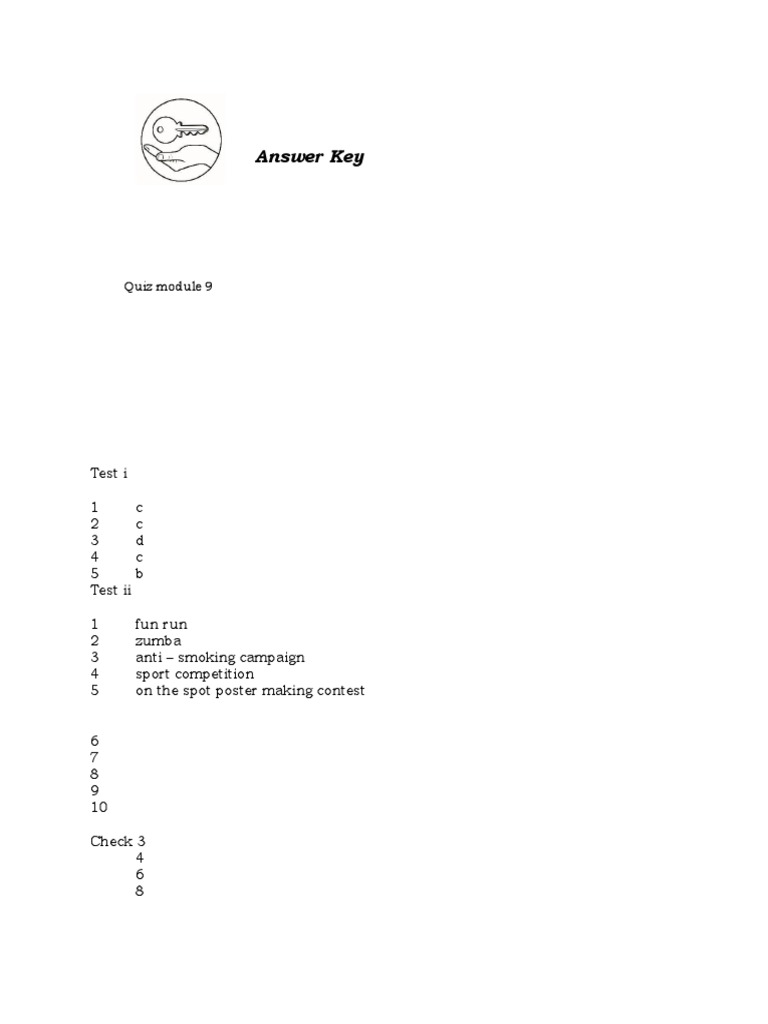 Quiz Module 9 Answer Key | PDF