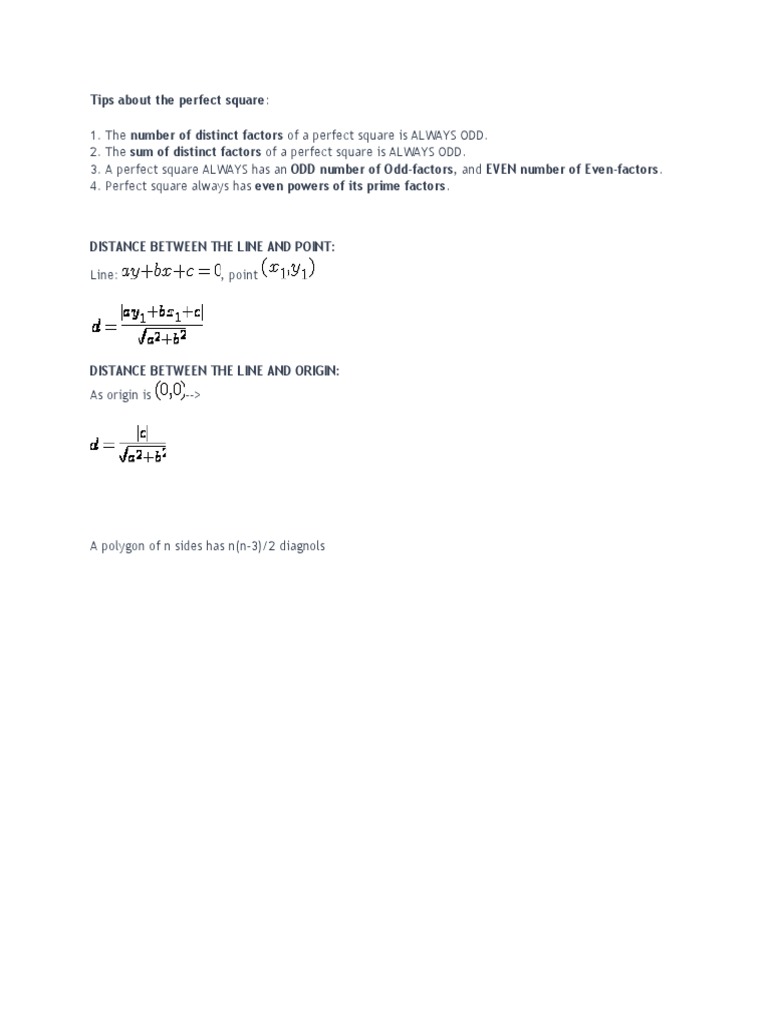 Understanding Perfect Squares and Diagonals | PDF | Science & Mathematics