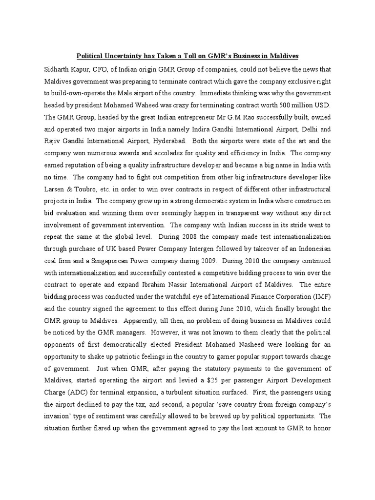 1 - GMR in Maldives | PDF | Government | Economies