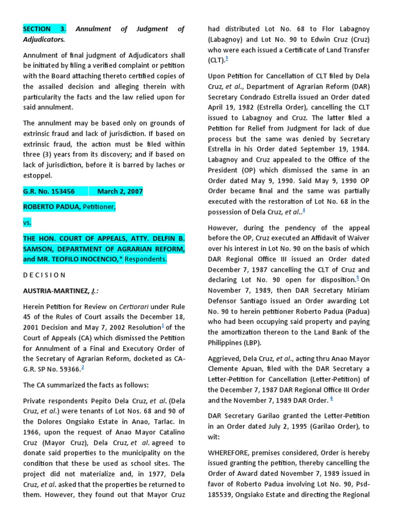 Petition For Annulment of Judgment | PDF | Judgment (Law) | Jurisdiction
