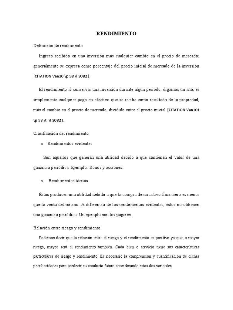 Definición de Rendimiento - Grupo 3 | PDF | Compartir (Finanzas ...