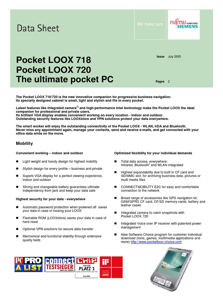 Pocket LOOX 718 Pocket LOOX 720: The Ultimate Pocket PC | PDF ...