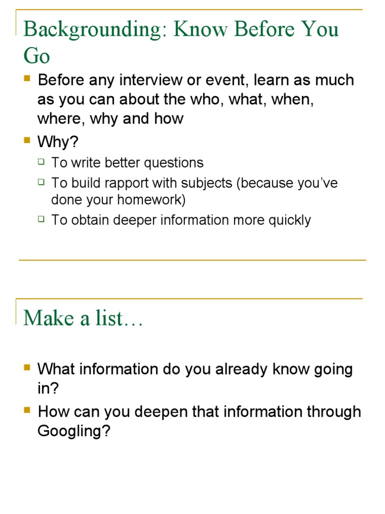 Essential Backgrounding Tips for Interviews | PDF