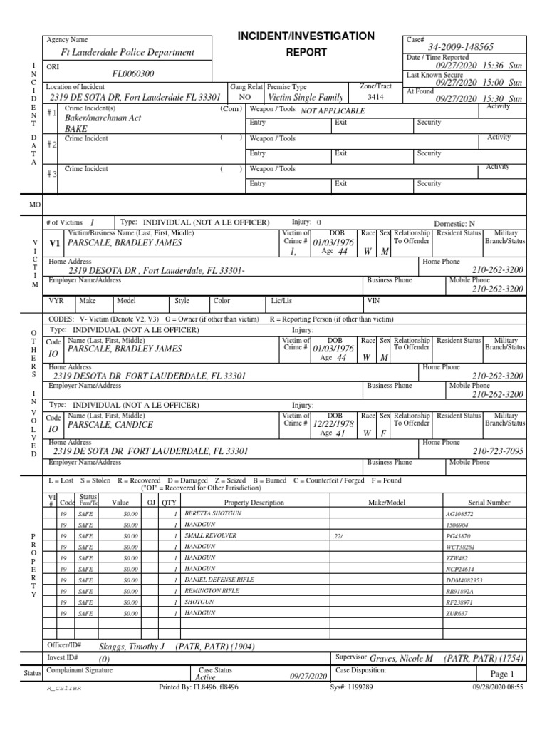 Brad Parscale Police Incident Reports | PDF | Handgun | Swat