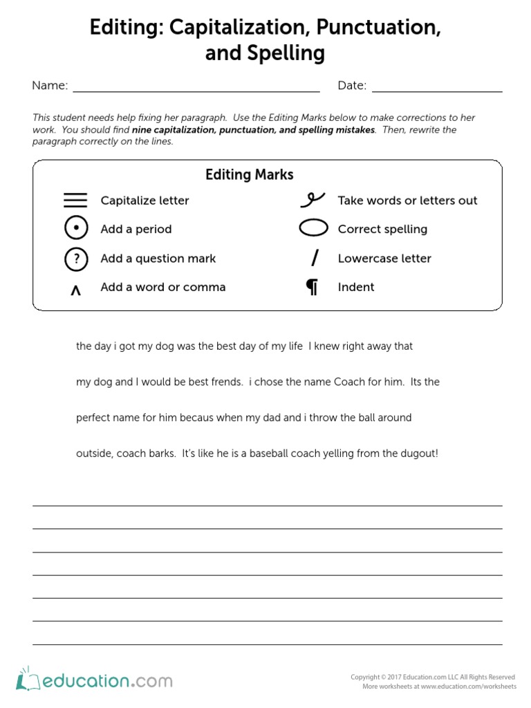 Editing Capitalization Punctuation and Spelling | PDF