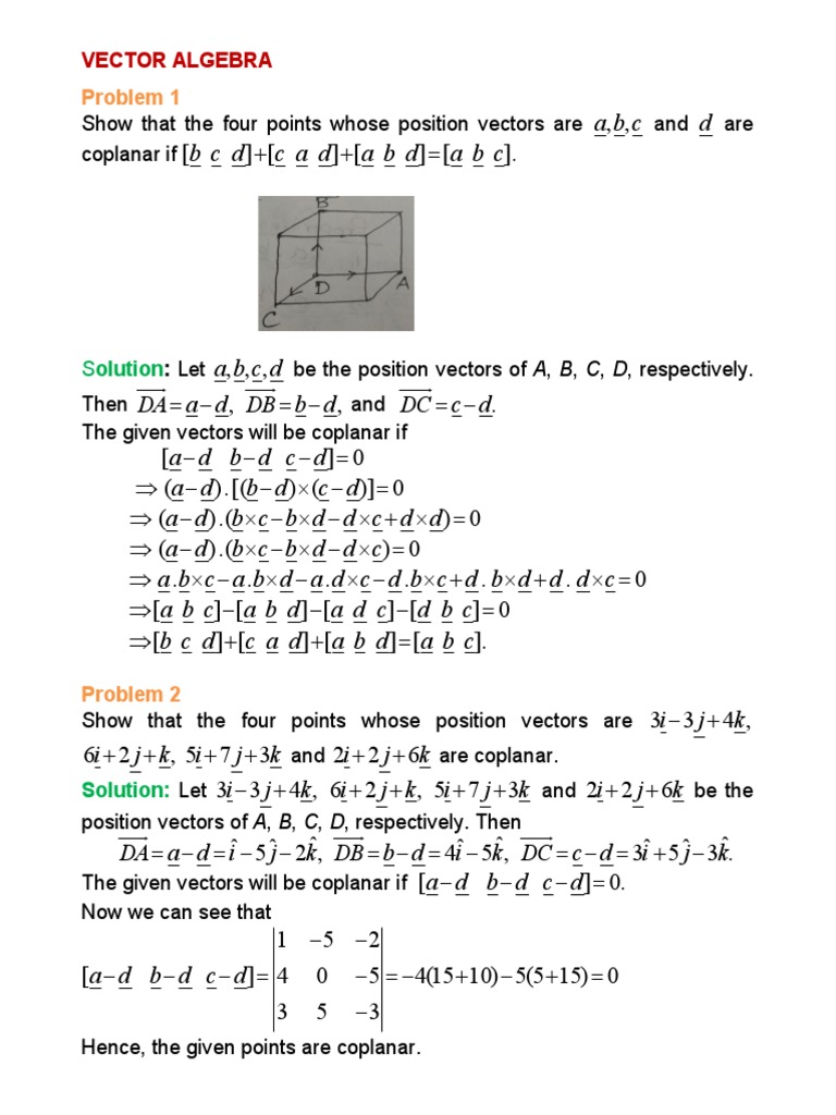 Problem 1: Vector Algebra | PDF | Physics | Mathematical Objects