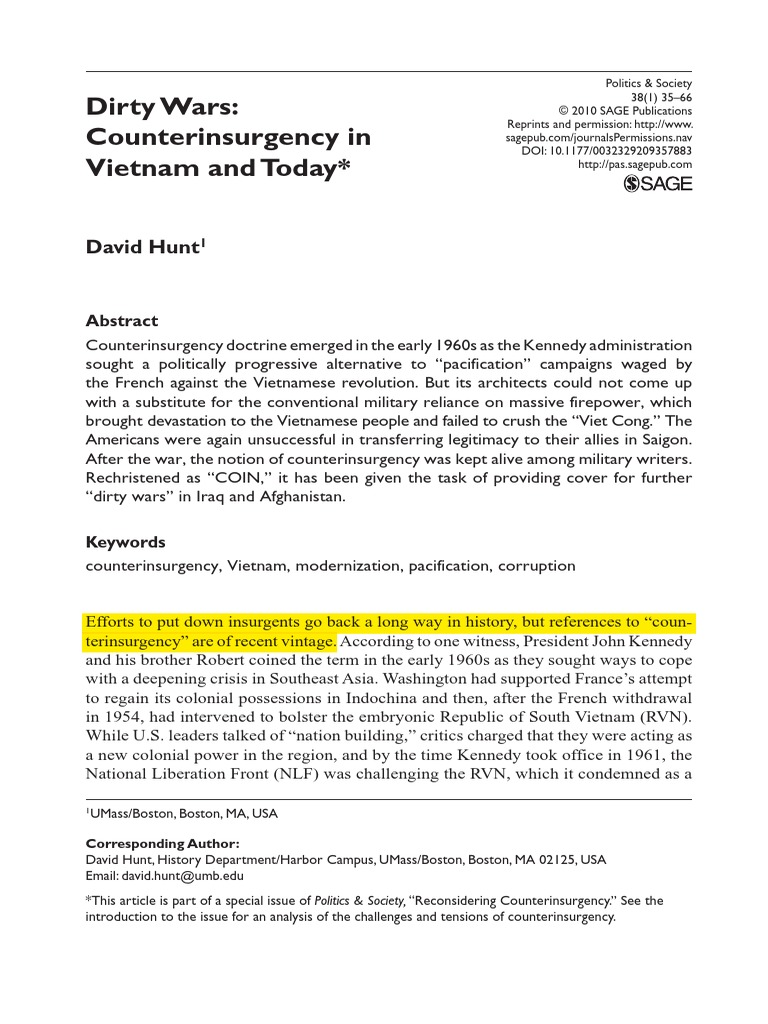 Dirty Wars - Counterinsurgency From Vietnã To Today.2010 | PDF ...