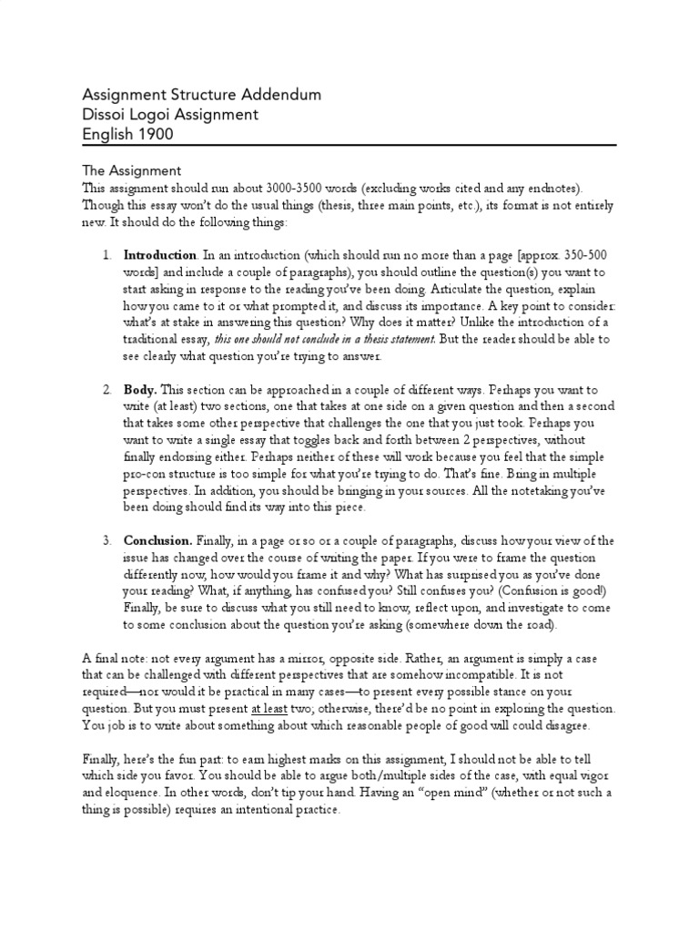 Dissoi Logoi Structure Addendum 1 | PDF | Question | Essays