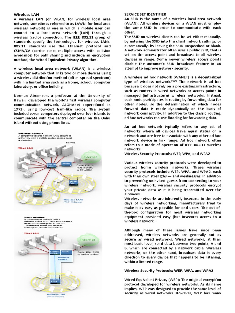 Wireless LAN: Service Set Identifier | PDF | Wireless Lan | Computer ...
