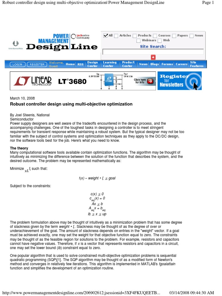 Robust Controller Design Using Multi-Objective Optimization Power Management DesignLine | PDF ...