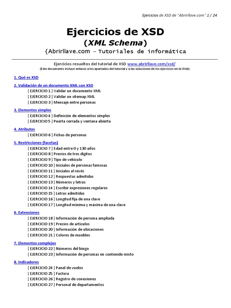 Ejercicios de XSD PDF | PDF | Xml | Estándares web