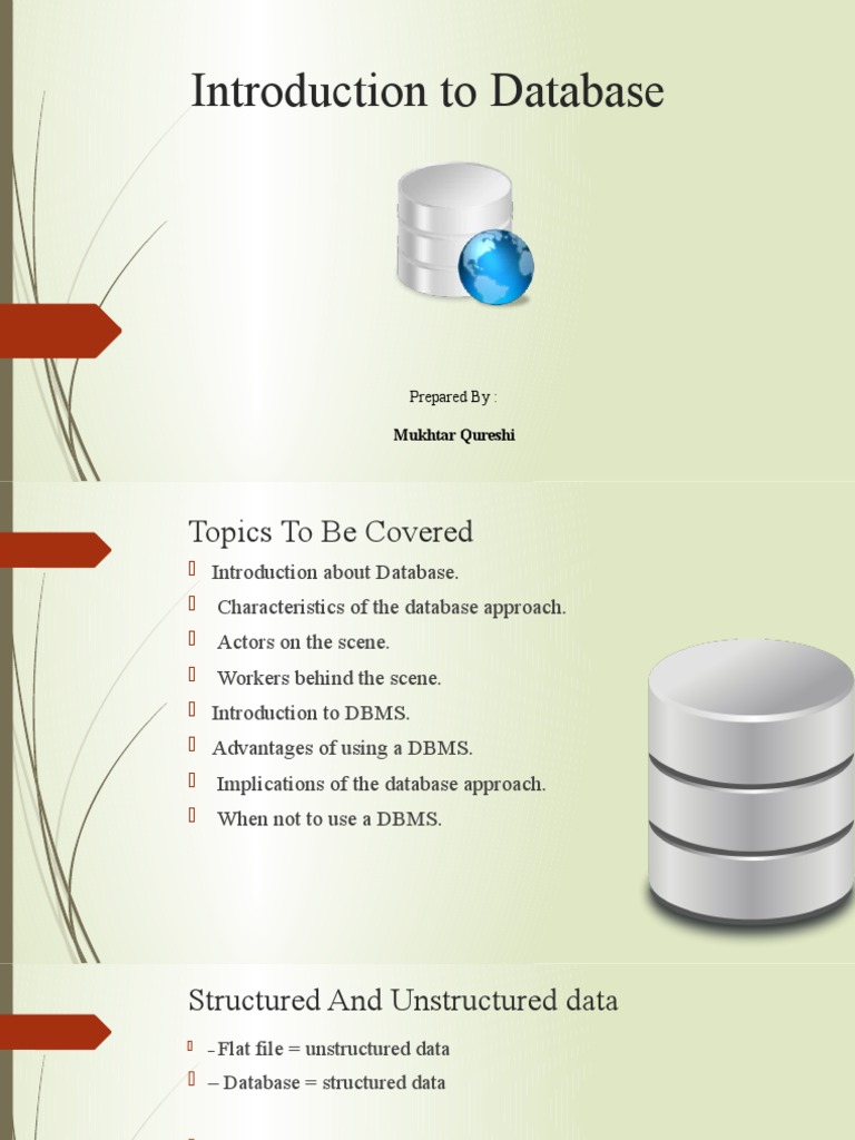 Introduction To Database | PDF | Data Model | Databases