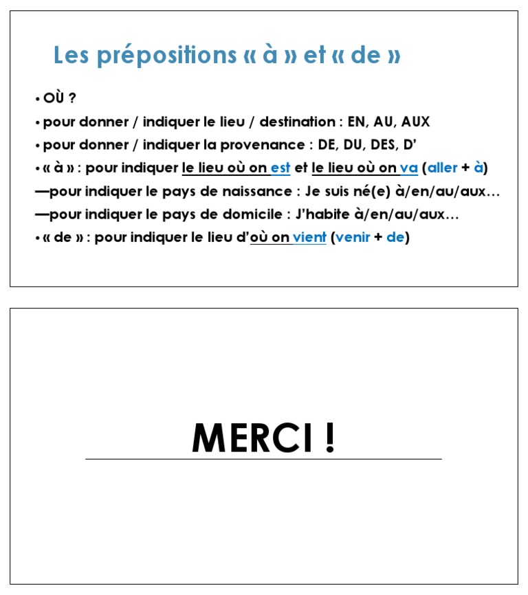Basic French Prepositions PDF | PDF