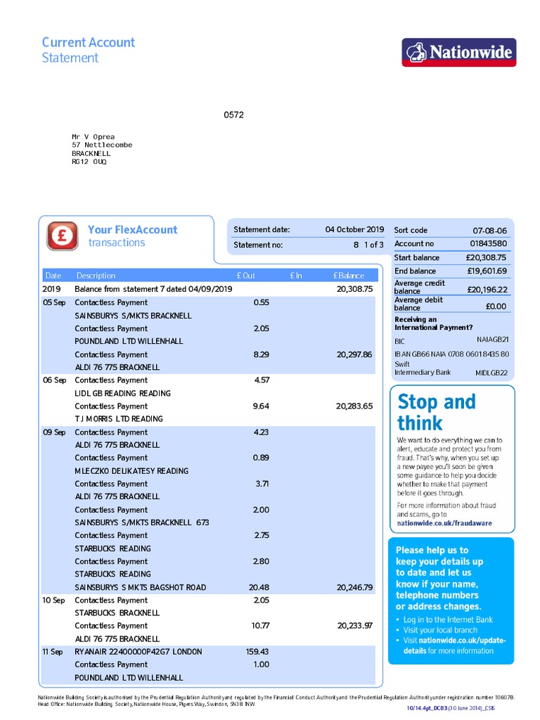 Statement 04oct2019 | PDF | Overdraft | Interest
