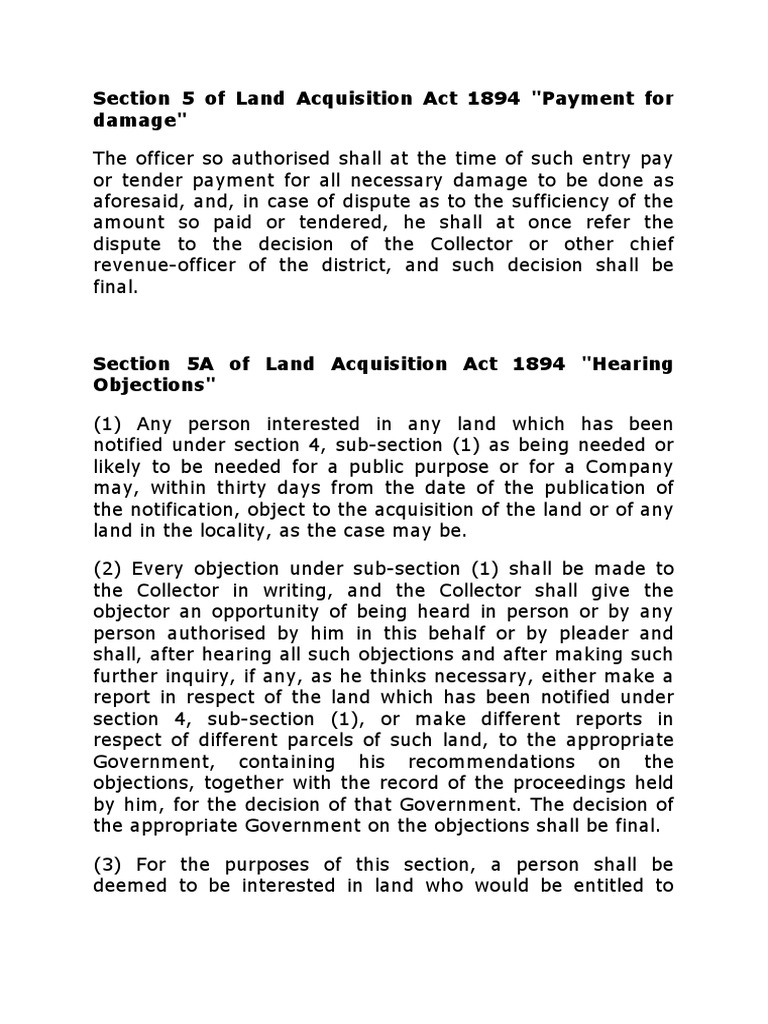 Section 5 of Land Acquisition Act 1894 | PDF | Private Law | Government