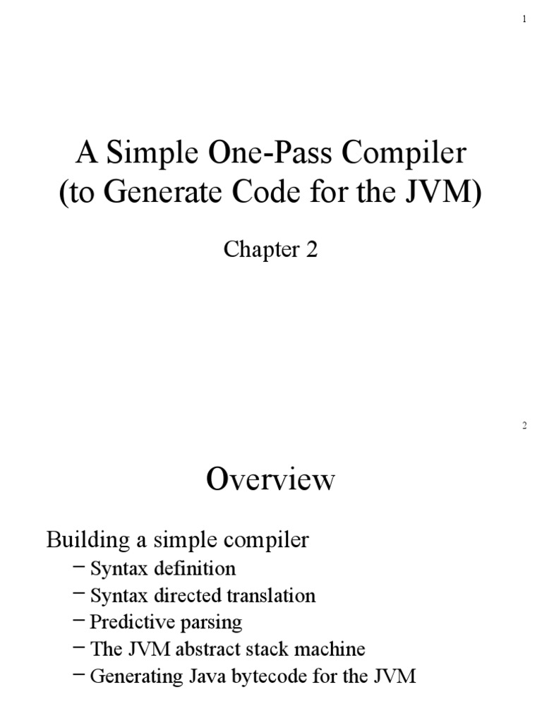 A Simple One-Pass Compiler (To Generate Code For The JVM) | PDF ...
