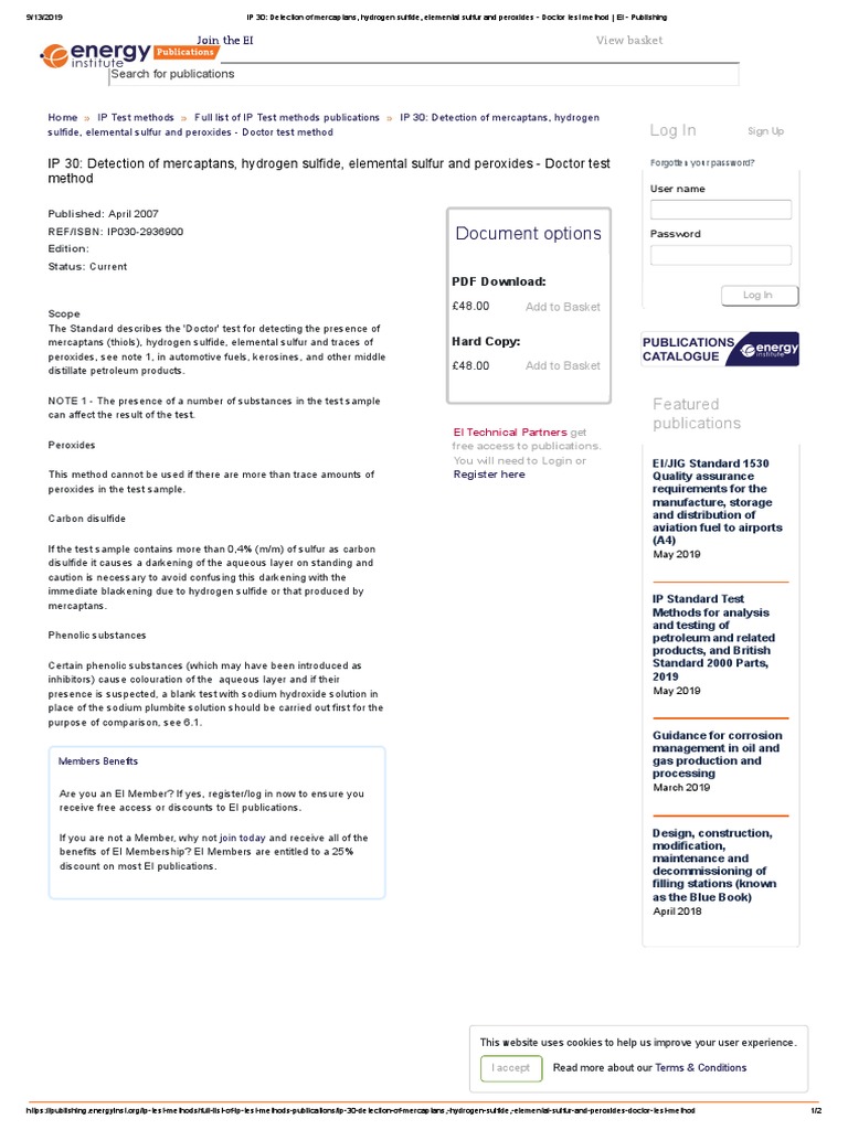 IP 30 - Detection of Mercaptans, Hydrogen Sulfide, Elemental Sulfur and ...