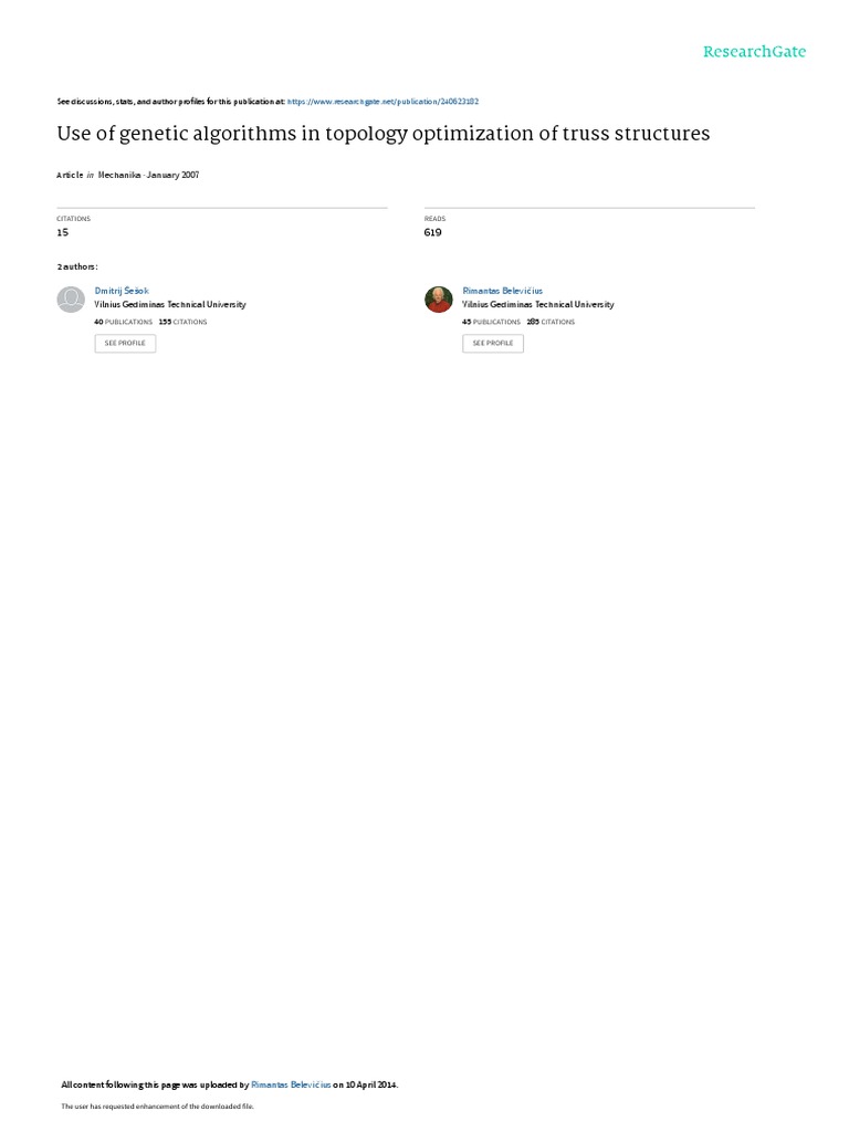 Use of Genetic Algorithms in Topology Optimization | PDF | Genetic ...