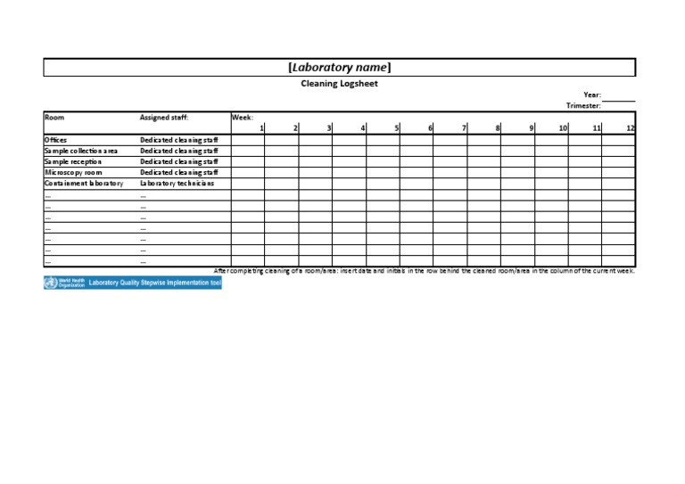 Template Cleaning Logsheet - 0 | PDF