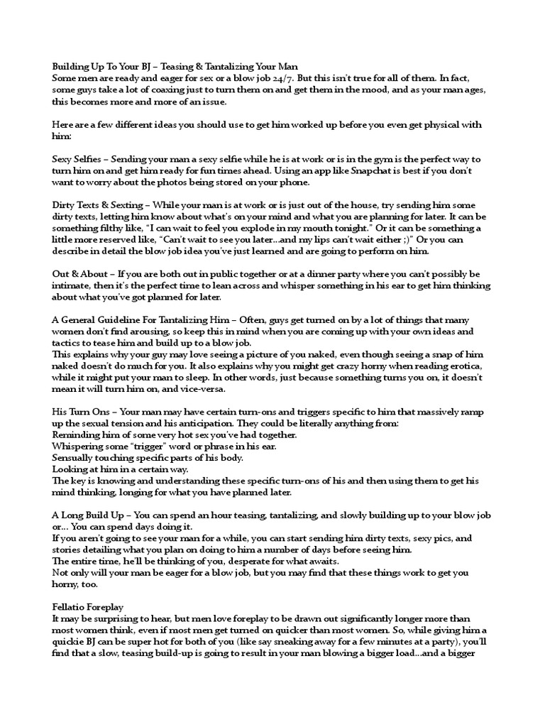 Chapter 2 The Build Up Blow Job Foreplay Pdf Pdf Fellatio