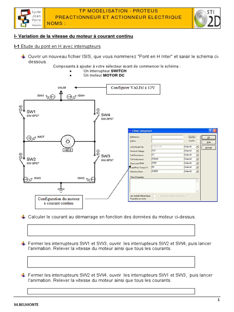 TP Modelisation - Proteus Preactionneur Et Actionneur Electrique Noms - PDF | PDF | Transistor à ...