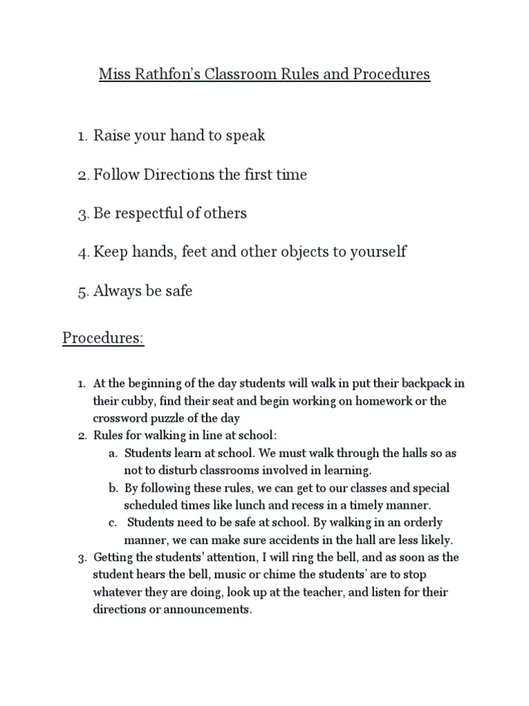 Classroom Rules and Procedures | PDF