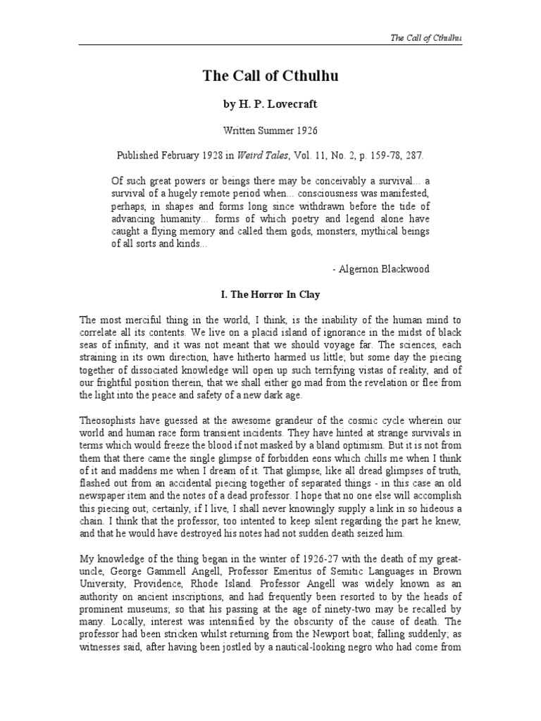 The Call of Cthulhu | PDF