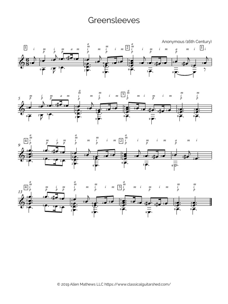 Greensleeves: Anonymous (16th Century) | PDF