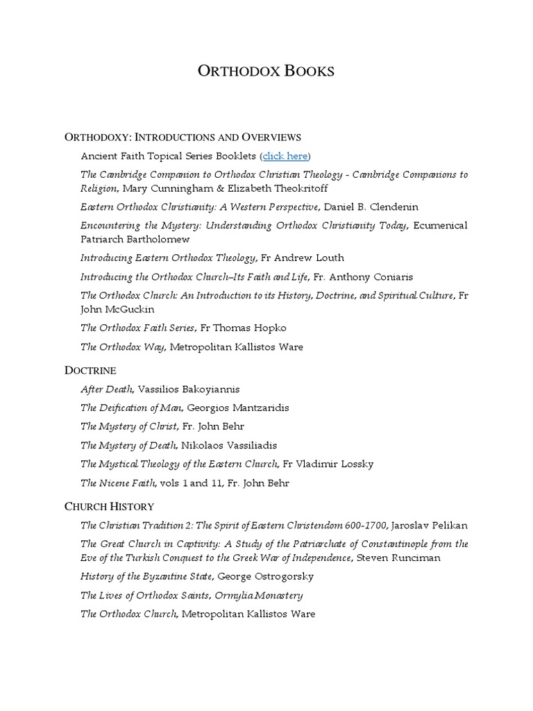 Rthodox Ooks: Ancient Faith Topical Series Booklets | PDF