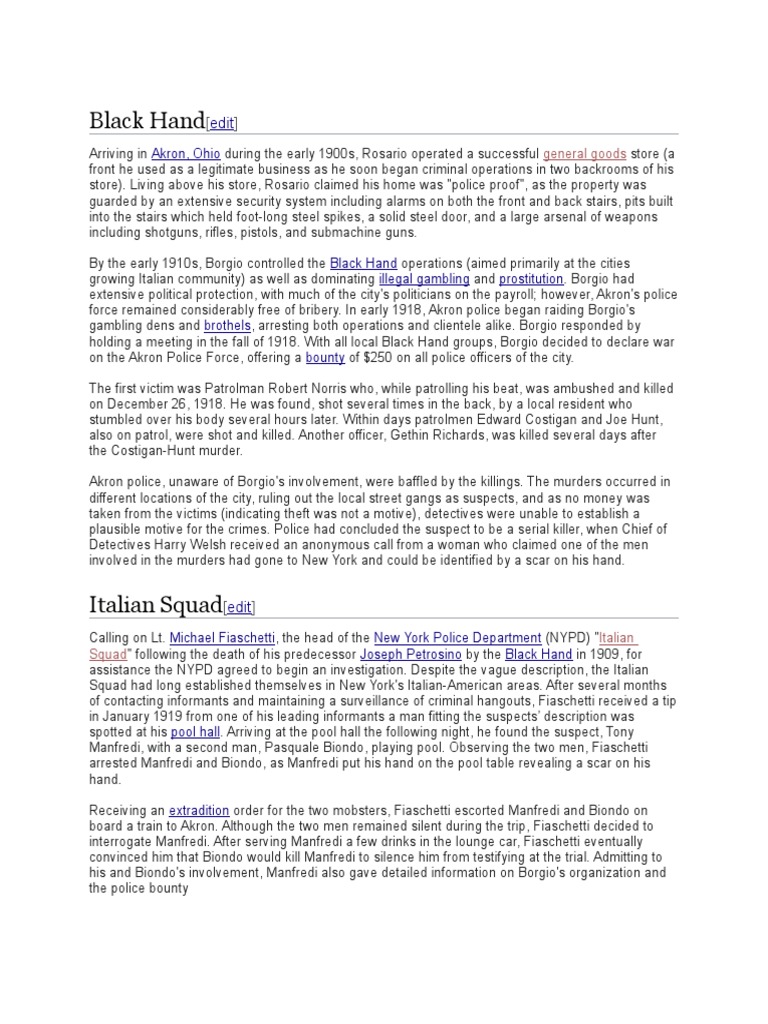 Black Hand: Akron, Ohio | PDF | Criminal Justice | Crime & Violence