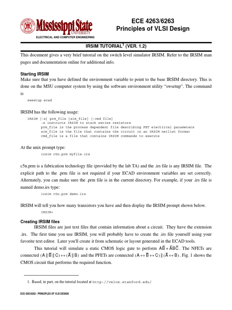 IRSIM Tutorial for VLSI Design | PDF | Cmos | Spice
