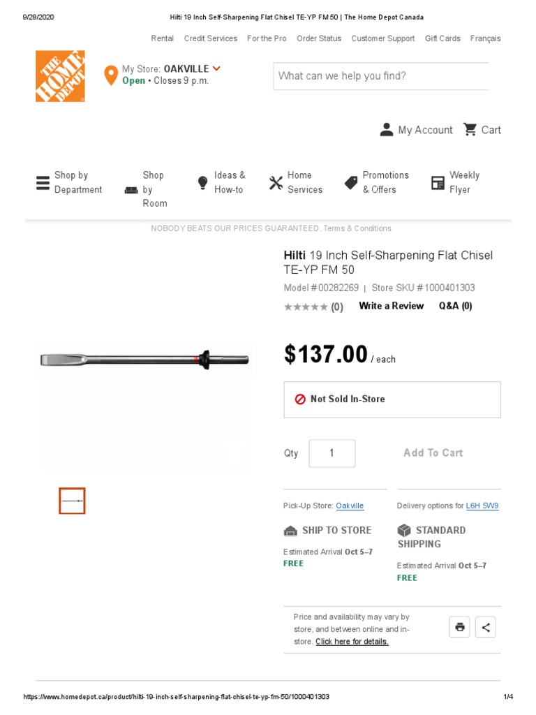 Hilti 19 Inch Self-Sharpening Flat Chisel TE-YP FM 50 - The Home Depot ...