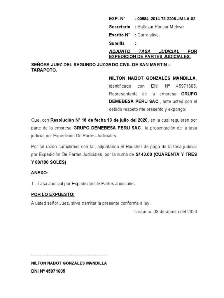 Adjunto Tasa Judicial | PDF