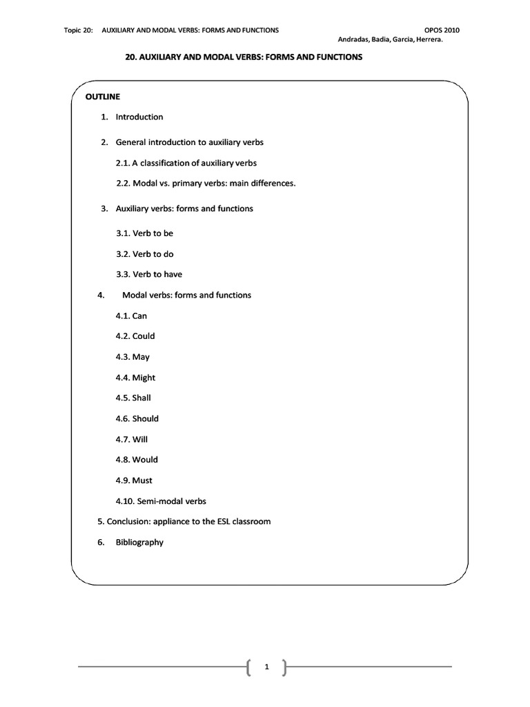 Auxiliary and Modal Verbs: Forms and Functions | PDF | Verb | Grammar