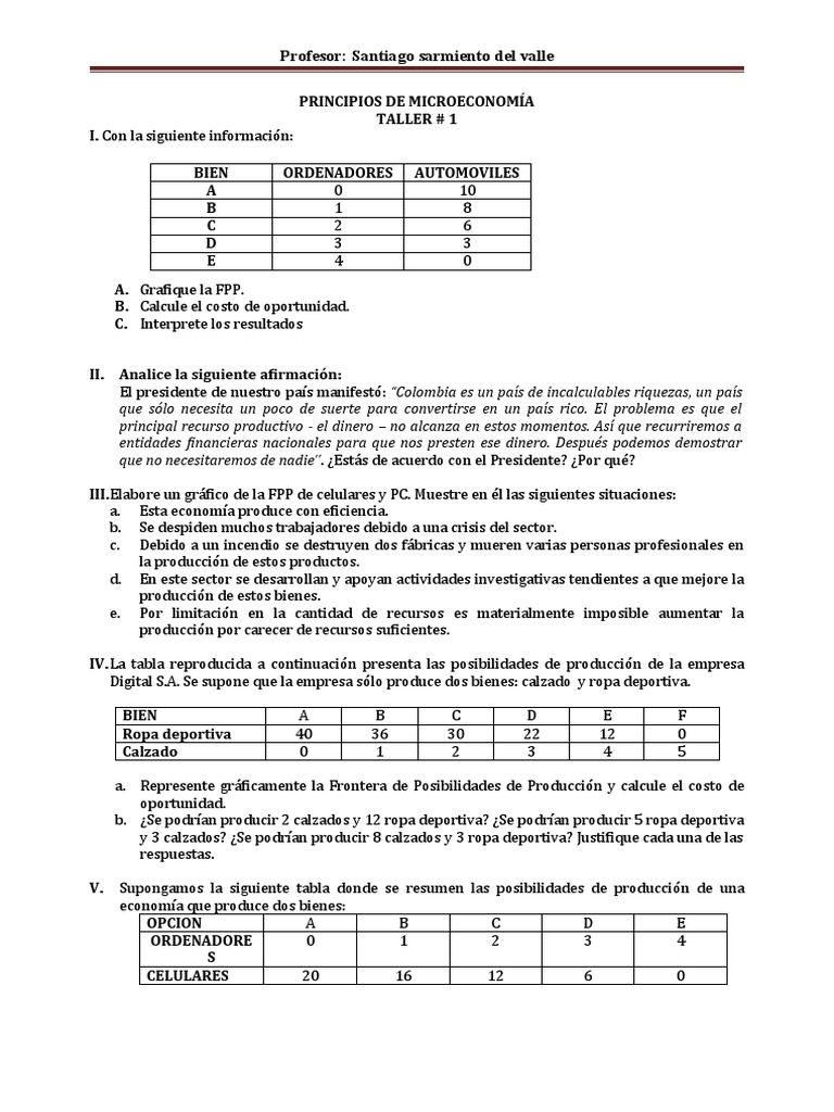 Taller FPP | PDF | Costo de oportunidad | Economias