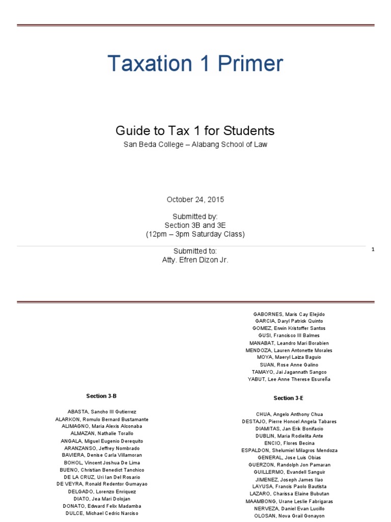 Tax 1 Primer | PDF | Externality | Taxpayer