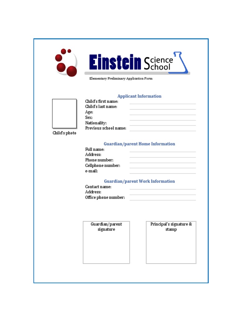 Elementary School Admission Form | PDF