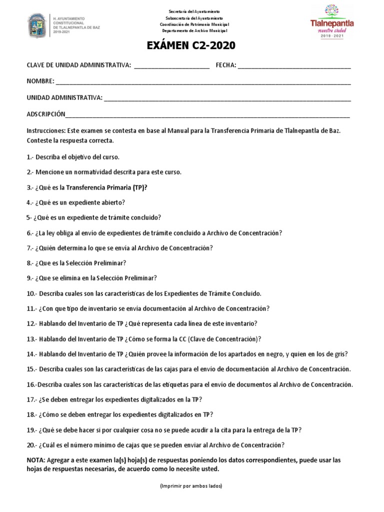 Exámen C2-2020.docx | PDF | Business