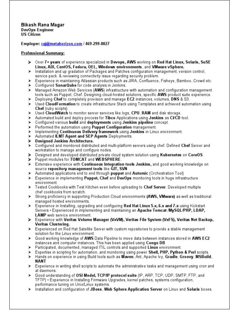 Bikash - DevOps Resume | PDF | Cloud Computing | Linux