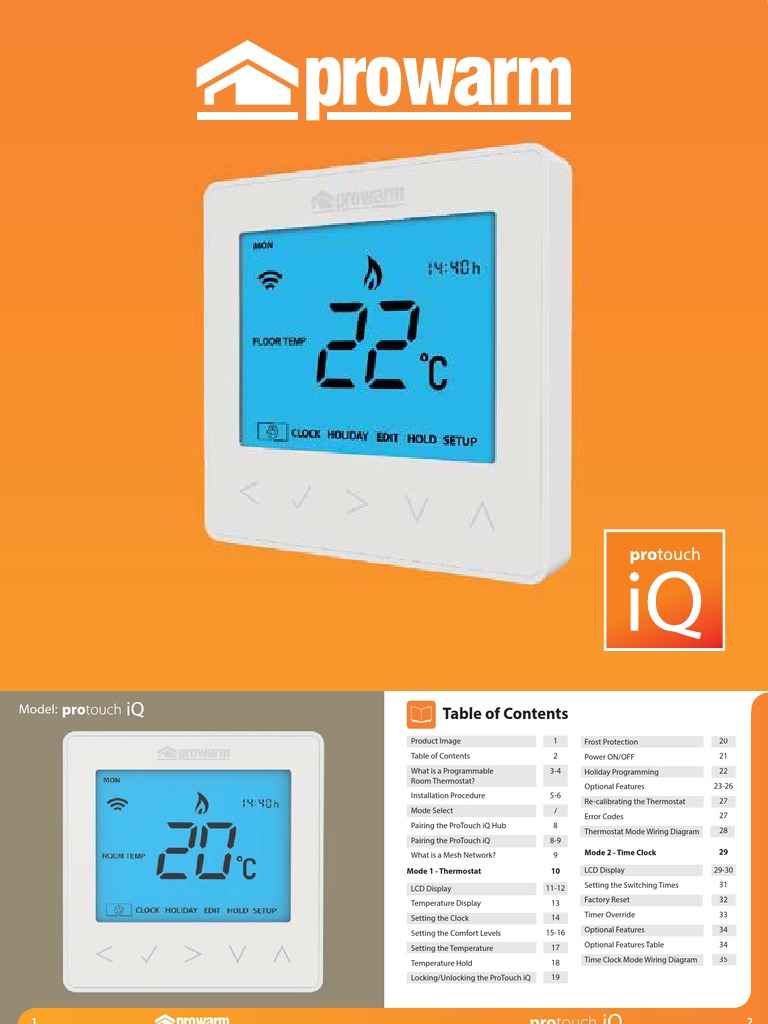 Prowarm Protouch Iq Thermostat User Manual | PDF | Thermostat ...