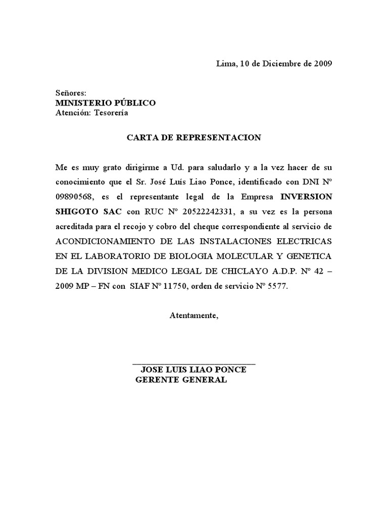 Carta de Representacion | PDF