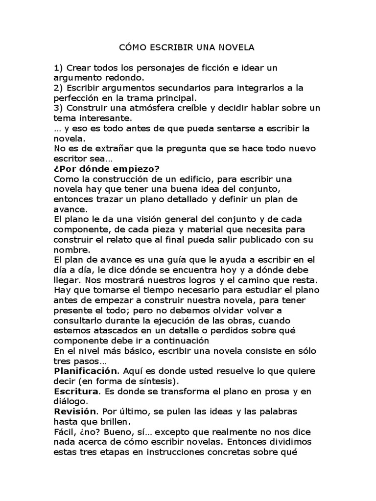 Cómo Escribir Una Novela | PDF | Novelas | Planificación