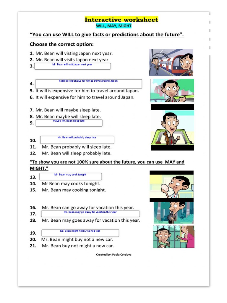 Use of Will, May, Might - Interactive Worksheet | PDF