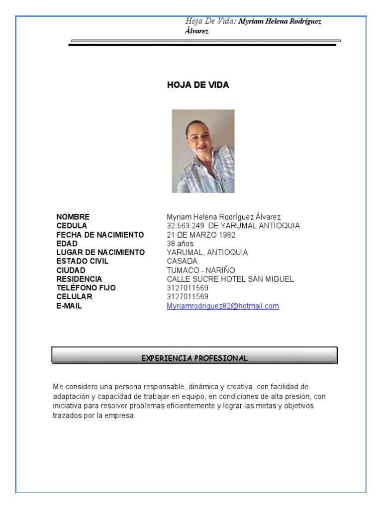 CV Myriam Helena Rodriguez | PDF
