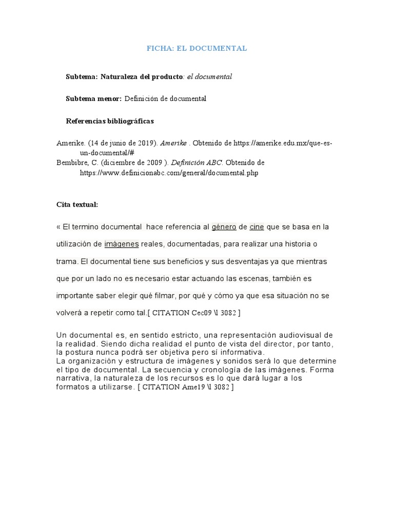 Ficha - Documental | PDF | Documental | Cognición