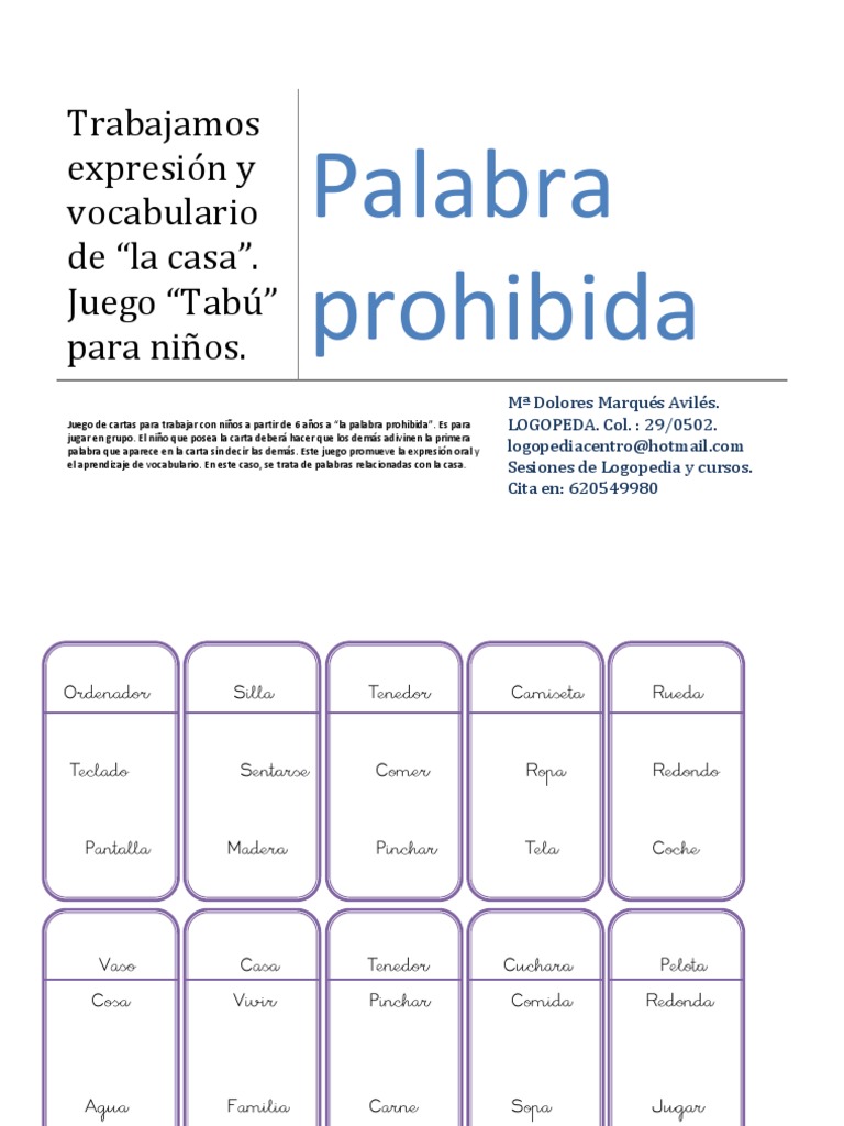 Juego Tabú Vocabulario de La Casa | PDF